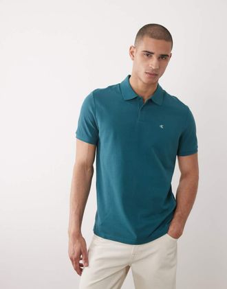 Calvin Klein Jeans Pikee-Polohemd in Petrol mit Monogramm-Blau