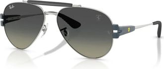 Ray-Ban unisex, Accessoires, Gris, Taille: 58 MM Lunettes de Soleil Style Aviateur avec Logo Ferrari
