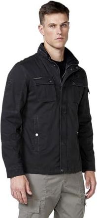 Kor&ouml;shi Veste en coton avec col montant et fermeture &eacute;clair sur le devant, poches avant avec rabat et une int&eacute;rieure zipp&eacute;e de couleur noire, pour homme, de c