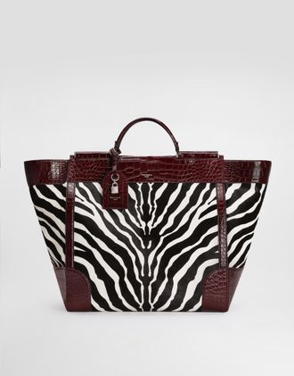 Dolce & Gabbana Sicily Pony And Polished Alligator Handbag - Mann Shopper Multicolor Onesize