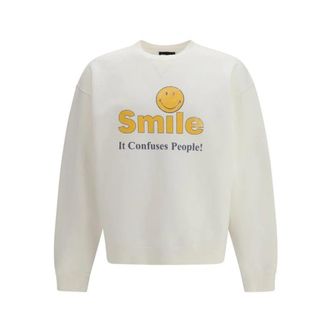 Dsquared2 Homme, Sweatshirts et sweats &agrave; capuche, Blanc, Taille: XL SweaT-shirt en coton avec finitions c&ocirc;tel&eacute;es et col rond