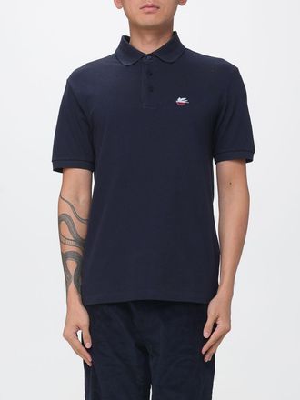 Etro Polo slim fit &agrave; manches courtes en coton avec logo contrastant