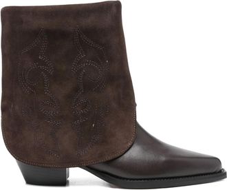 Bibi Lou bottines brodées à bout pointu 50 mm - Marron