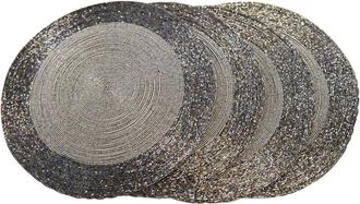 CB Home & Style Platzset mit Perlen rund 35 cm Tischset 4er Set Pack Glasperlen Deko Untersetzer (Grau)