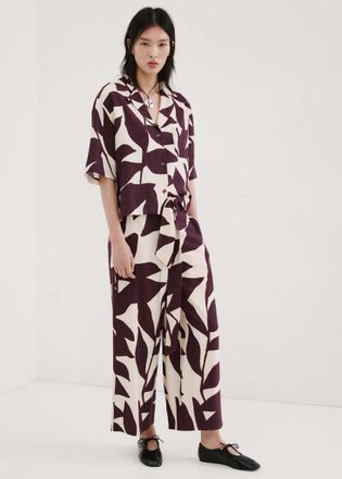 Mango Pantalon droit imprim&eacute; &eacute;cru - Femme - XXS - MANGO