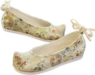 Generic QXDZSW Printemps Été Hanfu Brodé Femmes Chaussures Mode Ancienne Costume Chaussures Femme Sneaker Casual, 4 beiges., 37.5 EU