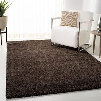 Safavieh Tapis Shag pour Salon, Salle à Manger, Chambre à Coucher - August Shag Collection à Poils Courts, Marron, 91 x 152 cm