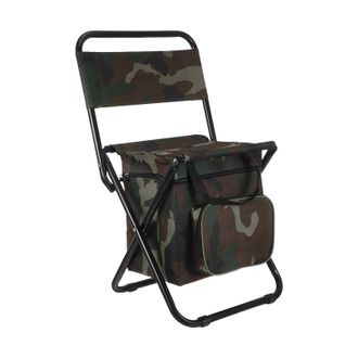 TOPBATHY Faltbarer Angelstuhl mit R&uuml;ckenlehne Tragbarer Campingstuhl mit Integrierter K&uuml;hltasche Leichter Outdoor Wanderhocker f&uuml;r Angeln Picknick und Reisen