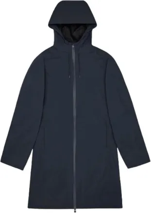 Rains Femme, Vestes, Bleu, Taille: 44 FR Veste Longue Imperméable à Capuche avec Fermeture Éclair