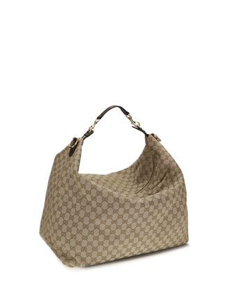 Gucci Mens Large Brera Shoulder Bag Vint.sand-Dk.bro-Vrv Fabric Vint.sand/dk.bro/vrv