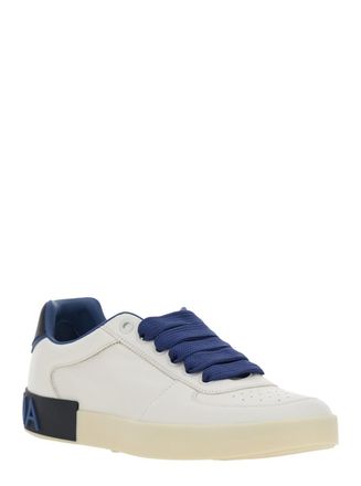 Dolce & Gabbana Mens Sneakers Portofino Custom Blue Leather Lamb Trainers