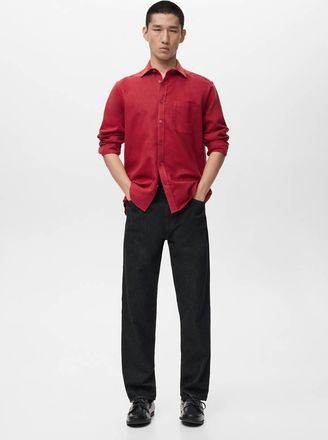 Mango Chemise regular-fit lin poche rouge - Homme - XS - MANGO MAN