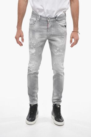 Dsquared2 Distressed Skater Fit Jeans With 16cm Crystals Dsquared2