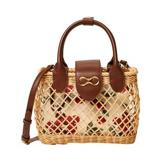 Twinset Femme, Sacs, Beige, Taille: ONE Size Sac bandouli&egrave;re en osier avec pochette