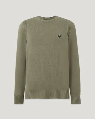 Belstaff Pull L&eacute;ger Watch Pour Homme Fade-out Garment Dye Cotton Vert Lichen 2xl