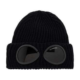 C.P. Company Extrafine Merino Wool Goggle Knit Beanie - - Accessories - Herren - Blau - ONE SIZE