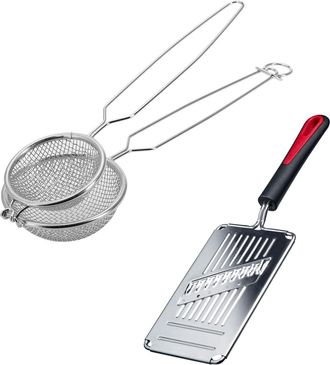 Westmark Nestbacklöffel, ø 10 cm + Wellen-/Gitterschneider Gallant, Rostfreier Edelstahl/Kunststoff, Silber/Schwarz/Rot, 124322E6