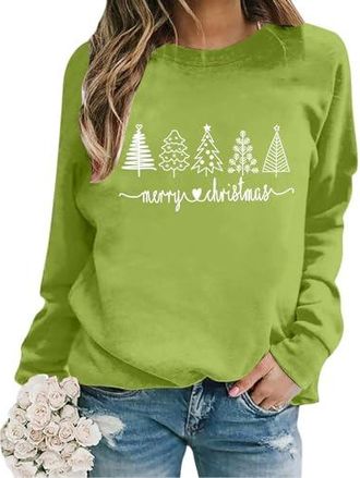 Generic Pull Noel Femme Manches Longues, Pull Moche De Noel Femme Col Rond Imprimé Sweat De Noël sans Capuche Pulls Chic Et Elegant Sweatshirt Hiver Loisirs C