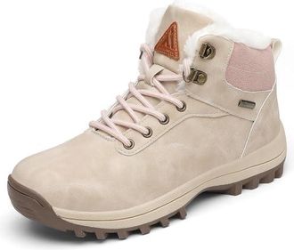 Mishansha Bottes Femme Hiver Bottine Homme Neige Bottes Fourrees Imperméable Boots Hiver Chaudes Bottines Randonnee Antidérapante Chaussure Neige Boots Abricot,