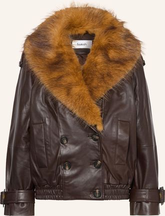 BA&SH Ba&Sh Lederjacke Naho Mit Abnehmbarem Kunstfell-Kragen braun