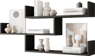 Mirjan24 Wandregal Trino 003, Buchregal, Dekoregal Wandboard, Hängeregal, Wandschrank, Hängeschrank, Regal (Schwarzer Graphit)