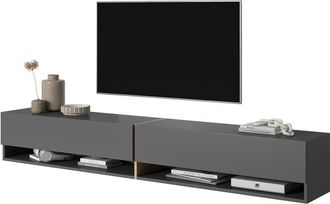 Selsey Selsey - Mirrgo - TV-Lowboard stehend Graphit, Wotan Eiche Einsätze, 200 cm