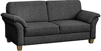 Cavadore 3-Sitzer Byrum / Große 3er-Couch im Landhausstil mit Federkern / Passend zur edlen Sofagarnitur Byrum / 186 x 87 x 88 / Flachgewebe: Grau
