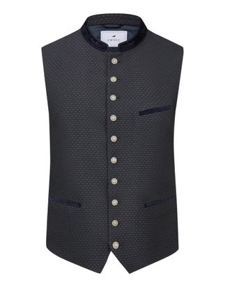 Amsel Trachtenweste mit Webmuster und Samt-Besatz in