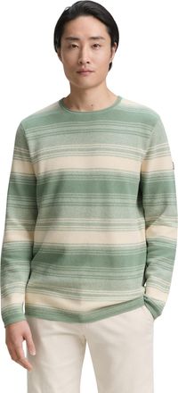 Tom Tailor Herren 1048259 Strickpullover im Streifenmuster, 37814-Green White Stripe, XXL