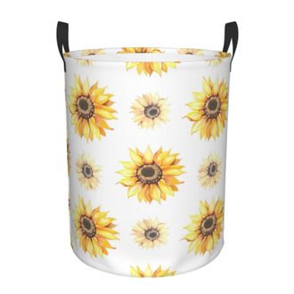 Generic Sonnenblumengelbe Bl&uuml;ten Korb Aufbewahrung Rund W&auml;schesammler Mit Henkel W&auml;schebeh&auml;lter F&uuml;r W&auml;schekammer Schlafzimmer Waschk&uuml;che