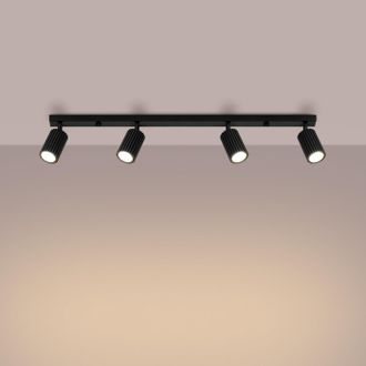 Sollux Lighting Deckenlampe Deckenleuchte Deckenstrahler Aluminium LED-Glühbirne 3000K warmes Weiß Licht 4 Flammig 81 x 6,5 x 16,5 cm GLOOW Schwarz