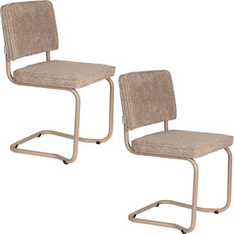 Zuiver Ridge Kink Stuhl Soft Beige - 2er Set