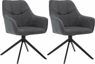 Woltu Woltu - Lot de 6 Chaises de Salle &agrave; Manger Pivoter &agrave; 360&deg;en Chenille + velours c&ocirc;tel&eacute; + m&eacute;tal, 45 x 41 x 86cm, Chaise de Cuisine avec Dossier, Noir