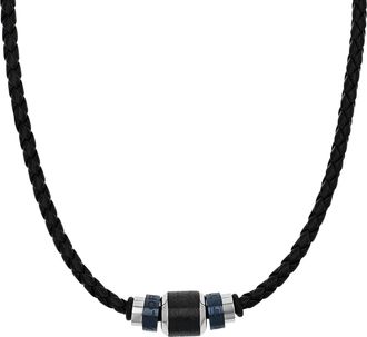 Tom Tailor Tom Tailor Kette mit Anh&auml;nger f&uuml;r Herren, Edelstahl und Leder, 47+5 cm, Bicolor, Geschenkidee, Halsschmuck, Herrenschmuck, 2100684