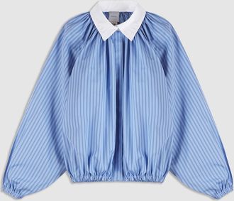 Patou Blouse Volume Collar Ice Blue Stripes