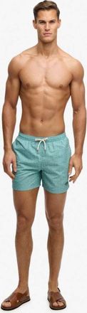 Superdry Premium - Gemusterte Badeshorts in Mini Flora Green, 15 Zoll Schrittl&auml;nge-Gr&uuml;n