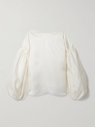 Khaite Quico Oversized-bluse Aus Seide - Wei&szlig;