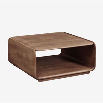 Sklum Tinsley quadratischer Couchtisch aus Holz 75 x 75 cm Akazienbraun dunkel