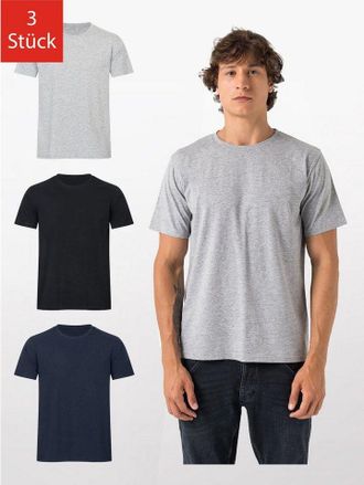 Burnell & Son T-Shirt Tshirt Herren aus 100% Baumwolle Regular Fit Basic M&auml;nner Set (S-5XL) (Packung, 3-tlg., 3er-Pack) in Unifarbe