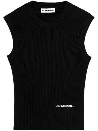 Jil Sander débardeur à logo imprimé - Noir