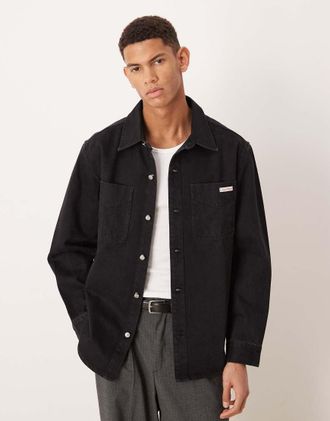 Calvin Klein Jeans Jackson - Denim-Hemdjacke in Schwarz