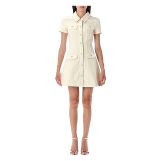 Self Portrait Femme, Robes, Beige, Taille: 38 FR Robe Mini en Denim Col Cr&egrave;me Aw25