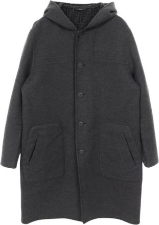 Fendi manteau réversible à capuche - Gris
