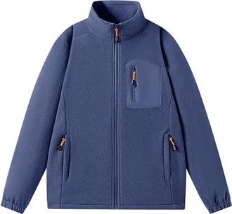 Generic Hauts en polaire pour homme - Veste pelucheuse - Couleur unie - Tendance - Chaud - Usage unique - Haute élasticité - Semi-fermeture éclair américaine 