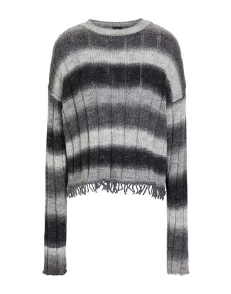 8 by YOOX MULTICOLOR CREW-NECK FRINGED SWEATER