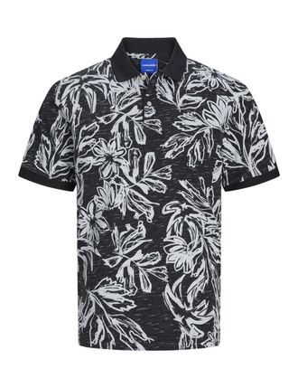 Jack & Jones Herren Jorlafayette AOP Ss Polo Poloshirt, Schwarz, M