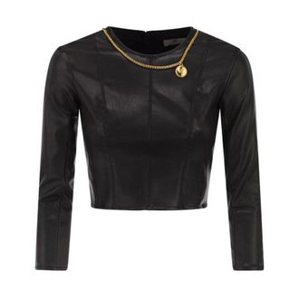 Elisabetta Franchi Top mit Halskette und Anh&auml;nger - - Tops - Damen - Schwarzk - L