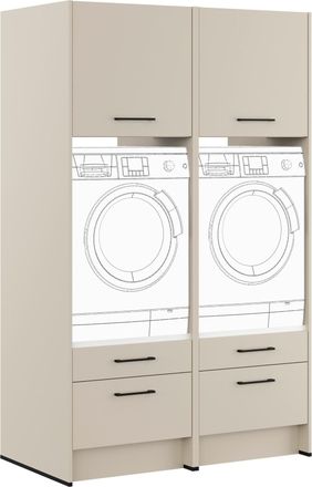 Impuls Waschmaschinenschrank IP 1200, Hellgrau, Metall, 126.4x206.2x68.5 cm, Pefc, Goldenes M, Made in Germany, erweiterbar, Waschküche, Waschmaschinenschran