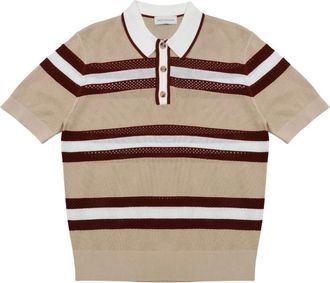 Dries Van Noten Homme, Tops, Beige, Taille: L Polo Ray&eacute;