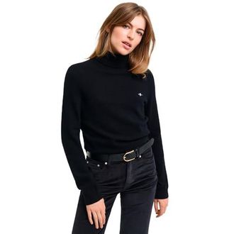 GANT Laine dagneau Extra Fine à col roulé Pull-Over, Noir, XL Femme